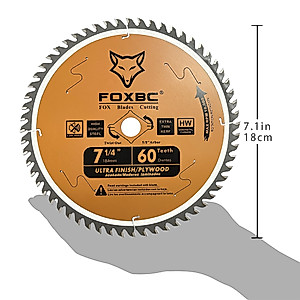FOXBC 7-1/4" Circular Saw Blade 60-Tooth Replacement for Freud Diablo D0760A D0760X, DeWalt DWA171460 Ultra Fine Finish Circular Saw Blade