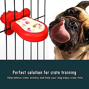 Dog Crate Training Tool Peanut Butter Treat Dispenser Licking Toy for Puppy Behavior Tool Secures to Cage to Help Reduce Anxiety,Stress, Boredom Improved Durable Design Fits All Crates