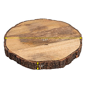GoCraft Wooden Round Cutting Board with Tree Bark Rim | 1.5" Thick Mango Wood Live Edge Chopping, Prep, Serve Board | Charcuterie Platter - 12.75" Medium