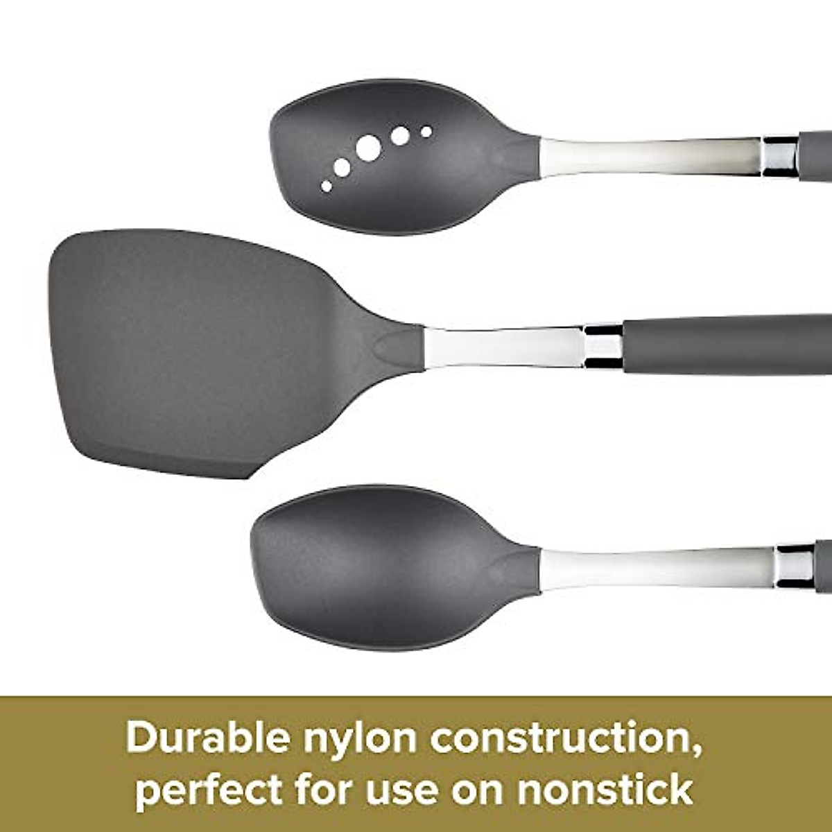 Anolon SureGrip Stainless Steel Meat Fork/Kitchen Tool, 13.25 Inch, Gray,46288