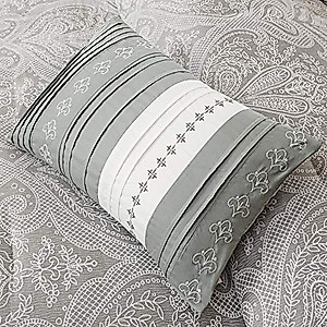 Madison Park Averly 7 Piece Comforter Set, Grey, King (104 in x 92