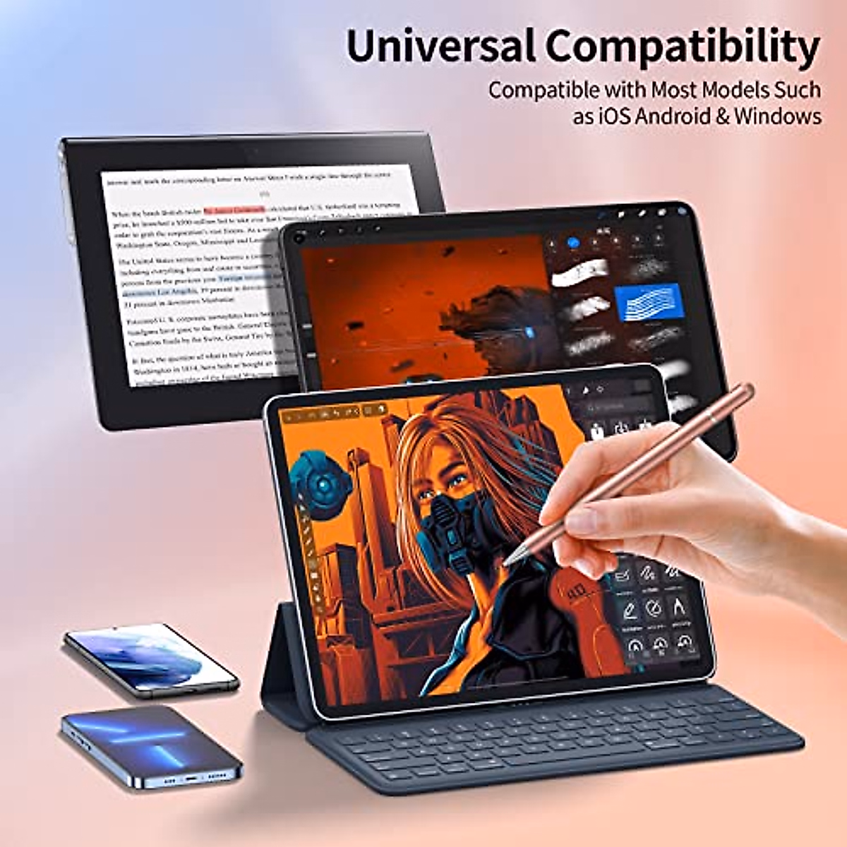 Capacitive Stylus Pen for Touch Screens, High Sensitivity Pencil Magnetism Cover Cap for iPad Pro/iPad Mini/iPad Air/iPhone Series All Capacitive Touch Screens