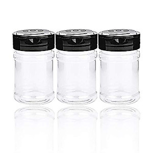 20 Pack 5oz Clear Plastic Spice jars Storage Bottle Container,Seasoning bottles with Black Cap,Chalkboard labels,Chalk Marker for Storing Spice,Herbs,Powders,Salt and Pepper