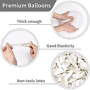 RUBFAC 65pcs White Latex Party Balloons, 12 Inches Helium Party Balloons with Ribbon for Wedding, Birthday, Graduation, Baby Shower, Bridal Shower