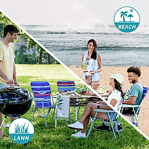 #WEJOY Folding Beach Chair for Adults, Lightweight Beach Chair with Shoulder Straps, High Back Beach Chairs with Hard Armrest, Supports 300lbs for Beach Lawn Concert