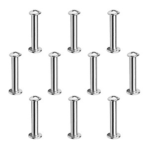 Juvielich Screw Post Fit for 1/8"(4mm) Hole Dia,20 Sets Female M4x20mm Chicago Screw Binding Screw Post Belt Buckle Binding Bolts Leather Fastener for Scrapbook Photo Albums Binding,DIY Enthusiasts