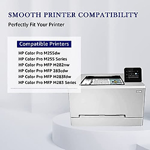 Mooho (with Chip 206A Toner Cartridges Set Compatible for HP 206A 206X Toner Cartridges Replacement for HP Color Pro MFP M283fdw M283cdw M255dw M282nw M283 M255 M282 Series Printer -BK/C/M/Y, 4 Pack