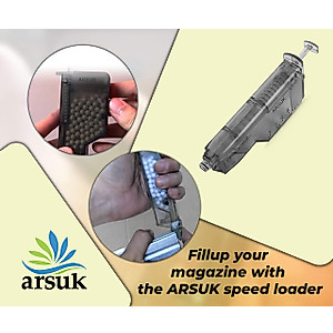 ARSUK Airsoft Speed Loader with Adapter for 6mm bb Pellets, Paintball Magazine Fast Quick Loading Airsoft Tool Accessory for 155 Rounds