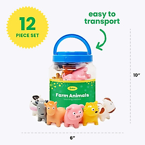 Boley Farm Animals Bath Toys Bucket - Includes 12 Colorful Fun Free Bathtub Toys & Pool Toys for Kids & Toddlers Ages 2 and Up!