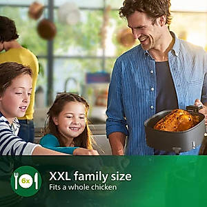 Philips Premium Airfryer XXL with Fat Removal Technology, 3lb/7qt, Black, HD9650/96