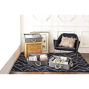 YCOCO Large Storage Basket Bin Set [3-Pack] Storage Cube Box Foldable Canvas Fabric Collapsible Organizer With Handles For Home Office Closet Toys Clothes Kids Room Nursery,Grey