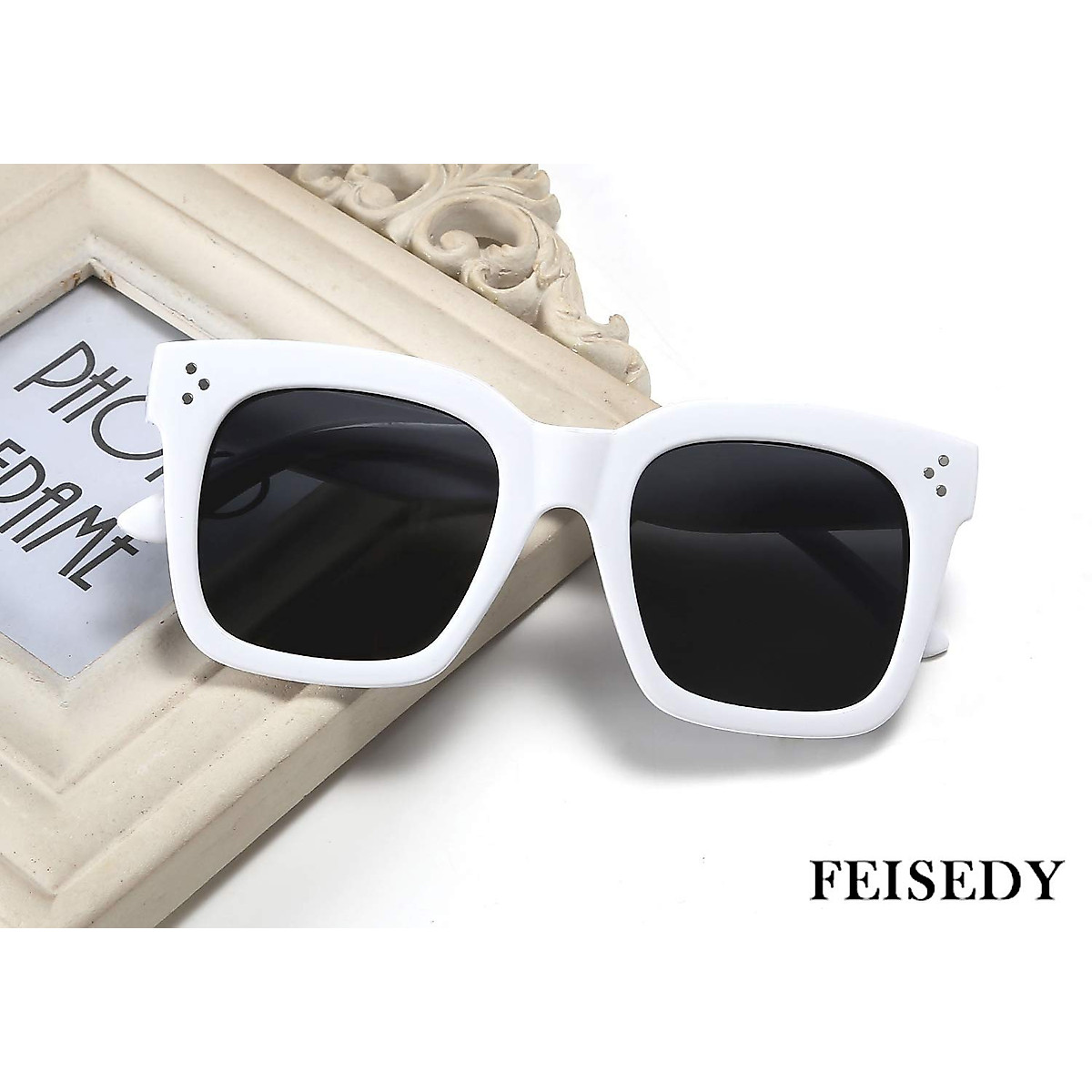 FEISEDY Vintage Oversized Square Sunglasses Womens Trendy Luxury Big Sun Glasses UV400 Protection Gradient Shades B2486