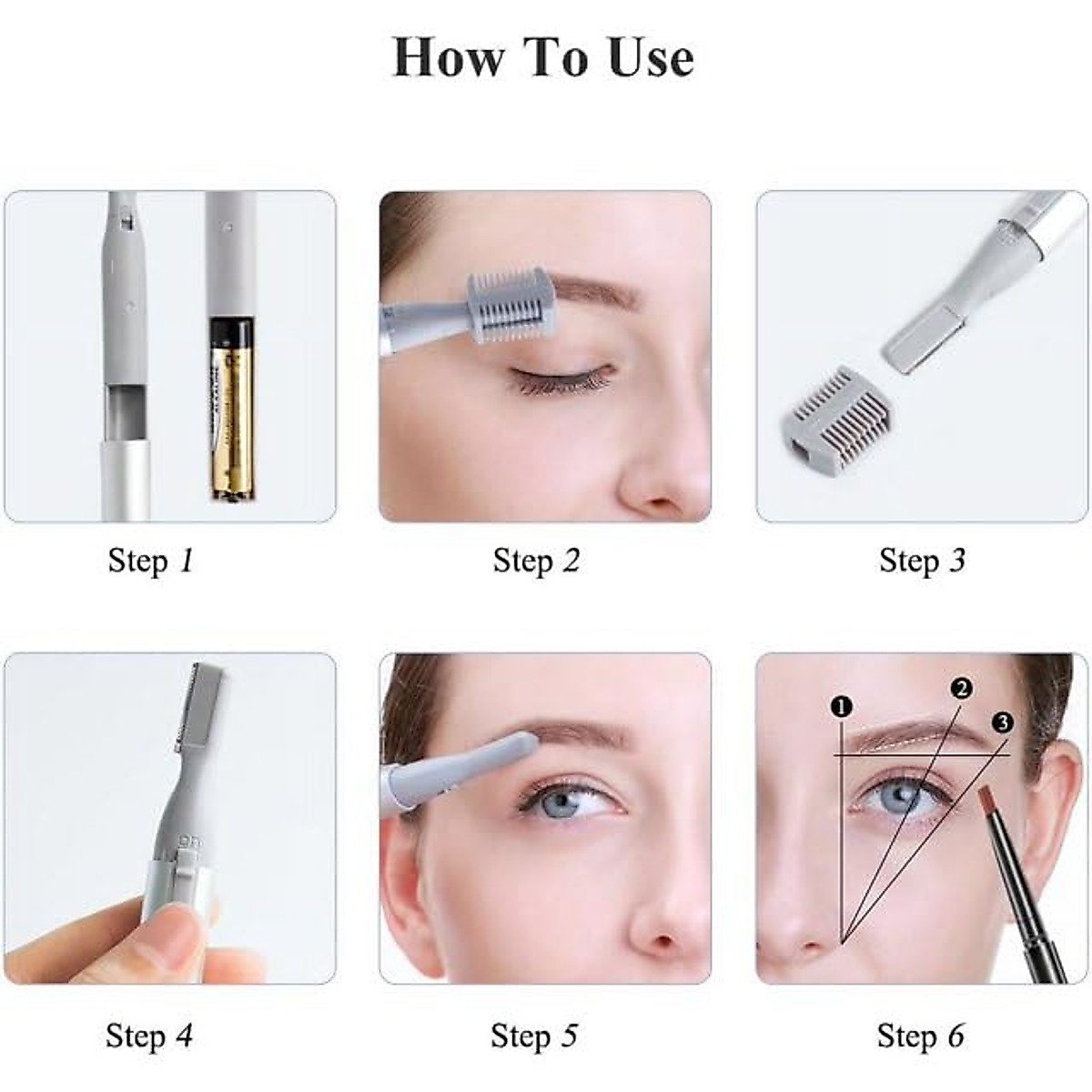 Touch Beauty Electric Facial Hair Trimmer Pen (Grey), with Eyebrow Touch-Up Set & Microblade