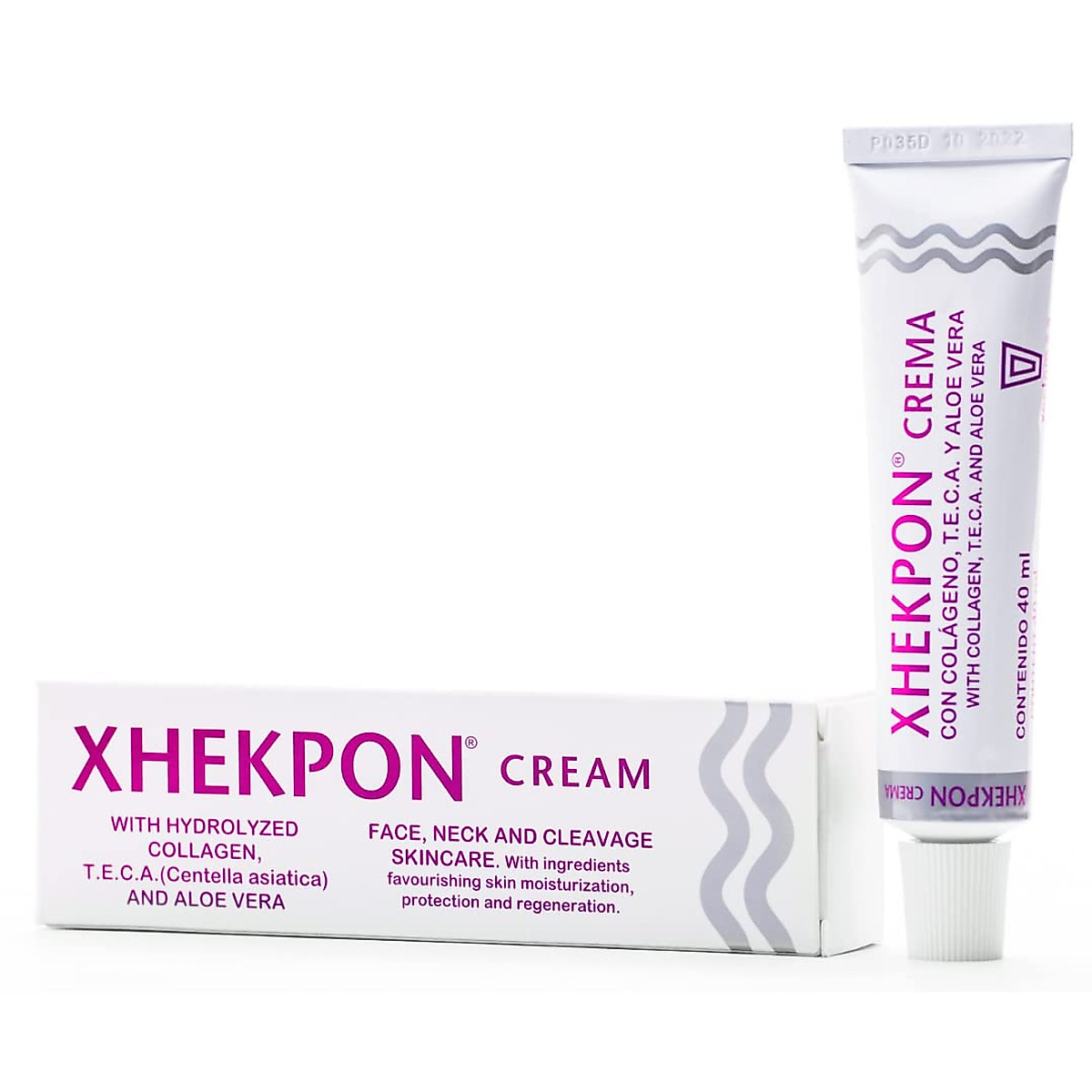 Xhekpon Cream for Face, Neck and Cleavage Skincare - Cream with Hydrolized Collagen and Aloe Vera/Anti-aing cream 40ML - Favours skin moisturization, protection and regeneration.
