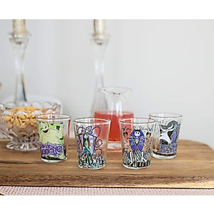 Silver Buffalo Disney Nightmare Before Christmas Character Portraits 4-Piece Mini Glass Set, 1.5 Ounces