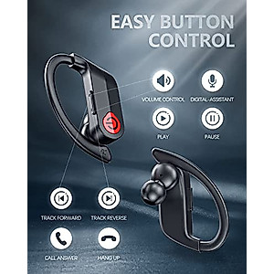 Bluetooth Headphones Wireless Earbuds Sports,120H Playtime Over-Ear Bluetooth 5.3 Ear Buds with Earhook Wireless Headphones LED Display Workout Audifonos Bluetooth inalambricos for Samsung Android