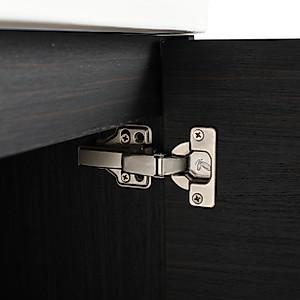 28-Inch Wall Mounted Bathroom Vanity with Sink Combo Modern Single Bathroom Vanity Set with Top Ceramic Basin & Storage Cabinet Wood Hanging Bath Cabinet w/Resin Sink for Bathroom (Black-28 Inch)