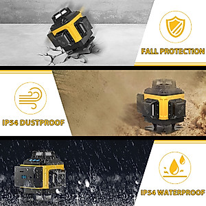 Alloyman 16 Line Laser Level, Self Leveling 4x360° Green Laser Level with 2Pcs Rechargeable Lithium Batteries/Wall Mount/Remote Control for Indoor and Outdoor Building Renovation Work