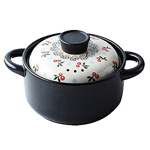 MYYINGBIN Ceramics Casserole with Lid Handles, Tagine Cooking Pot High Temperature Pots and Pan, Housewarming Gift, F