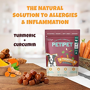 PETIPET Turmeric + Curcumin - Natural, Human-Grade Allergy Relief Chews, Hip and Joint Supplement, and Anti-Inflammatory for Dogs