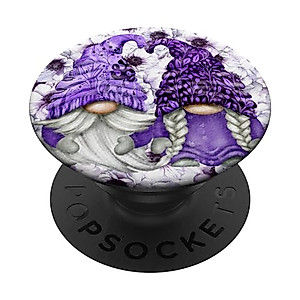 Unique Purple Gnome With Lilac Anemones Floral Aesthetic PopSockets Standard PopGrip