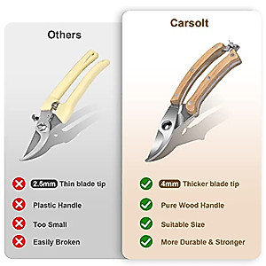 Carsolt Garden Tool Set - 7 Piece Stainless Steel Heavy Duty Wooden Handle Gardening Tools, Gardening Kit for Digging Planting Pruning with Durable Tote Bag Gift Box Ideal Garden Gifts for Women Men