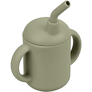 Mintlyfe Baby Sippy Cup, Silicone Trainer Cup Toddler for Boys and Girls, Training Straw Cup, Unbreakable, Spill Proof and Non-Slip Handles Sippy Cup for Toddlers, 4oz (Sage)