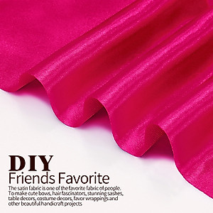 Horbaunal Hot Pink Satin Fabric 60 Inch Wide by The Yard, Soft Charmeuse Satin Fabric for Wedding Dress, DIY Craftings, Costumes, 1 Yard