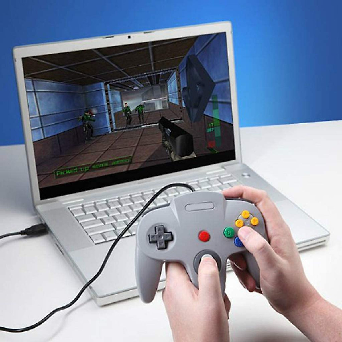 MODESLAB USB N64 Controller,Retro Classic Wired 64 Bit Remote Gamepad Joystick for Windows PC Linux Mac Raspberry Pi 3 - Gray