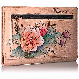 Anna by Anuschka Women's Hand-Painted Genuine Leather Two Fold Wallet - Vintage Garden