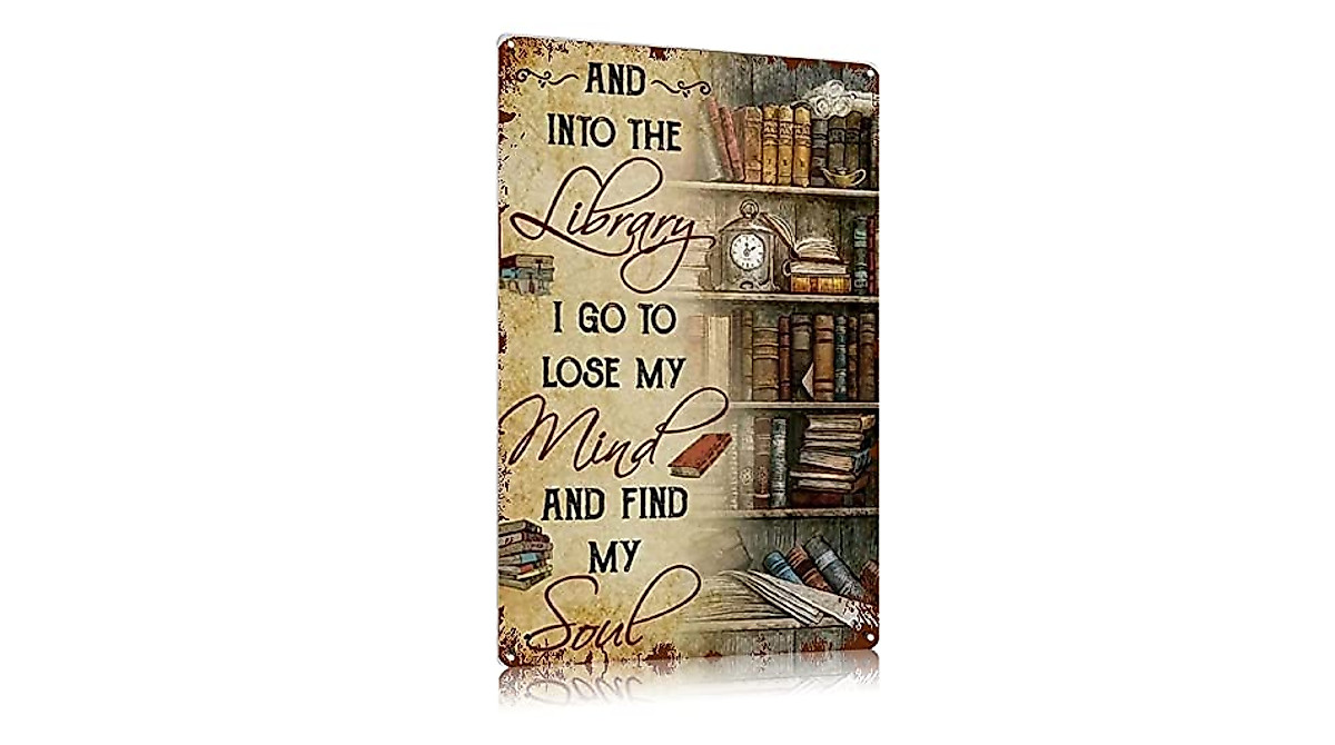Retro Library Metal Sign | Vintage Tin Wall Art Decor