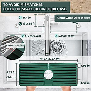 Amyandone Faucet Mat for Kitchen Sink, Silicone Faucet Handle Drip Catcher Tray, Drying Mat as Sponge and Soap Holder with Lateral Inflow for Kitchen Bathroom Farmhouse & RV Sink Accessories (Green)