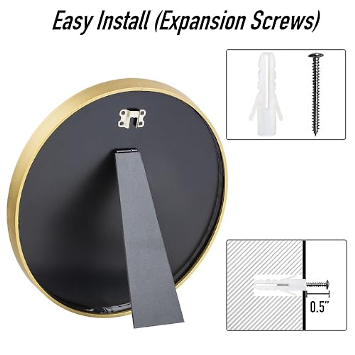 SCWF-GZ 2 Packs of 12" Round Mirror Circle Wall Mounted Hanging or Against Wall Metal Frame Dressing Make-up Mirrors for Entryway Bedroom Bathroom Living Room 12 inch Gold Small