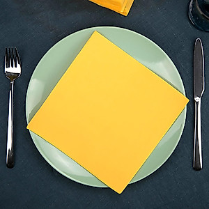 Renova 40 Square Yellow Luncheon Paper Napkins 2 Ply - Linen-Feel - Gold Collection- Perfect for Summer Parties, Picnics, and, Special Events like Baby Showers-Add a Pop of Sunshine