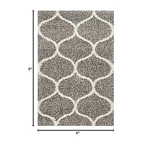 SAFAVIEH Hudson Shag Collection Accent Rug - 4' x 6', Grey & Ivory, Trellis Design, Non-Shedding & Easy Care, 2-inch Thick Ideal for High Traffic Areas in Entryway, Living Room, Bedroom (SGH280B)