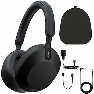 Sony WH-1000XM5 Noise Canceling Wireless Over-Ear Headphones (Black) & Case (Renewed)