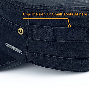 Rayna Fashion Vintage Cadet Hats for Women Fitted XL Distressed Army Caps Black