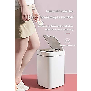 KAMILLEE Sensor Trash Can Automatic Trash Can Garbage Can 4.7 Gallon Metal Touchless Automatic Pearl White Waste Bin for Office Bathroom