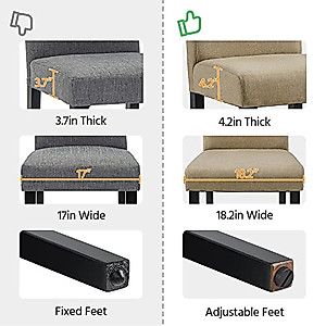 Yaheetech Dining Chair Fabric Parson Chair Modern Stylish Upholstered Kitchen Living Room Padded Chair Armless Side Chair with Solid Wood Legs Set of 4, Khaki