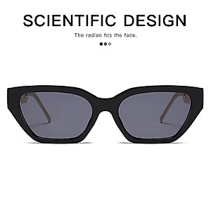 MASDUN Square Sunglasses for Women Men trendy Trendy Sunnies Black White Drive Fashion UV Protection (Black/Black)