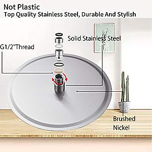 GGStudy Round 12 Inch Stainless Steel Shower Head - Rain Style Shower Head Brushed Nickel