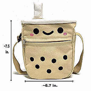 Cute Boba Milk Tea Crossbody Bag (BEIGE/TAN)
