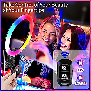 Torjim 12" RGB Ring Light with 67" Tripod Stand, Selfie Ring Light with Phone Holder & Wireless Remote, 3 CCT Modes & 12 Color Modes LED Ring Light for Selfie/Makeup/TikTok/YouTube