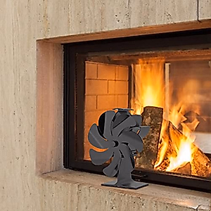 UXZDX CUJUX Heat Powered Stove Fan Black Home Fireplace Fan Quiet Log Wood Burner Efficient Heat (Color : Black, Size : 19x13x16CM)