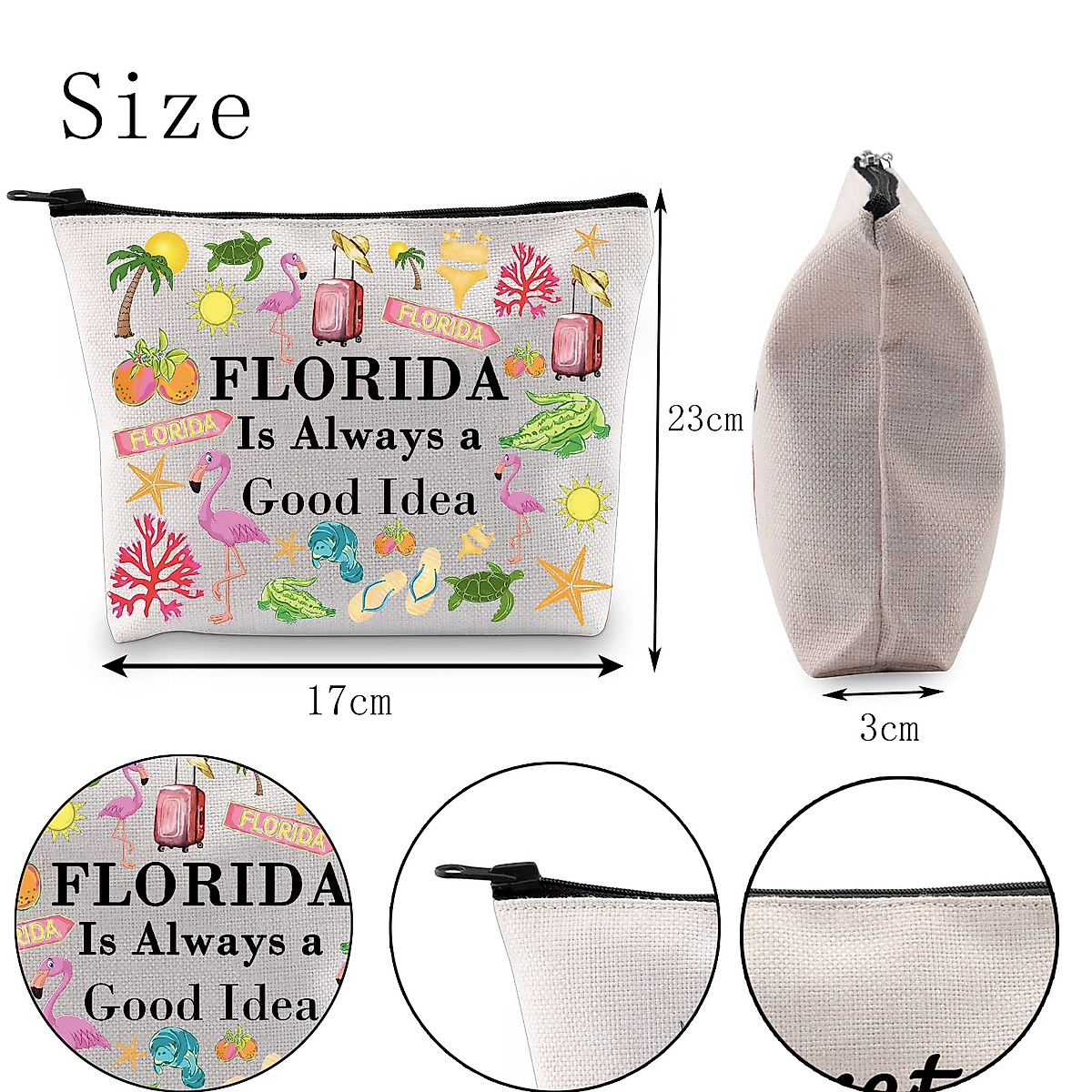 POFULL Florida vacation Gift Florida Is Always a Good Idea Cosmetic Bag Florida Travel Gift (Florida Is Always Cosmetic Bag)