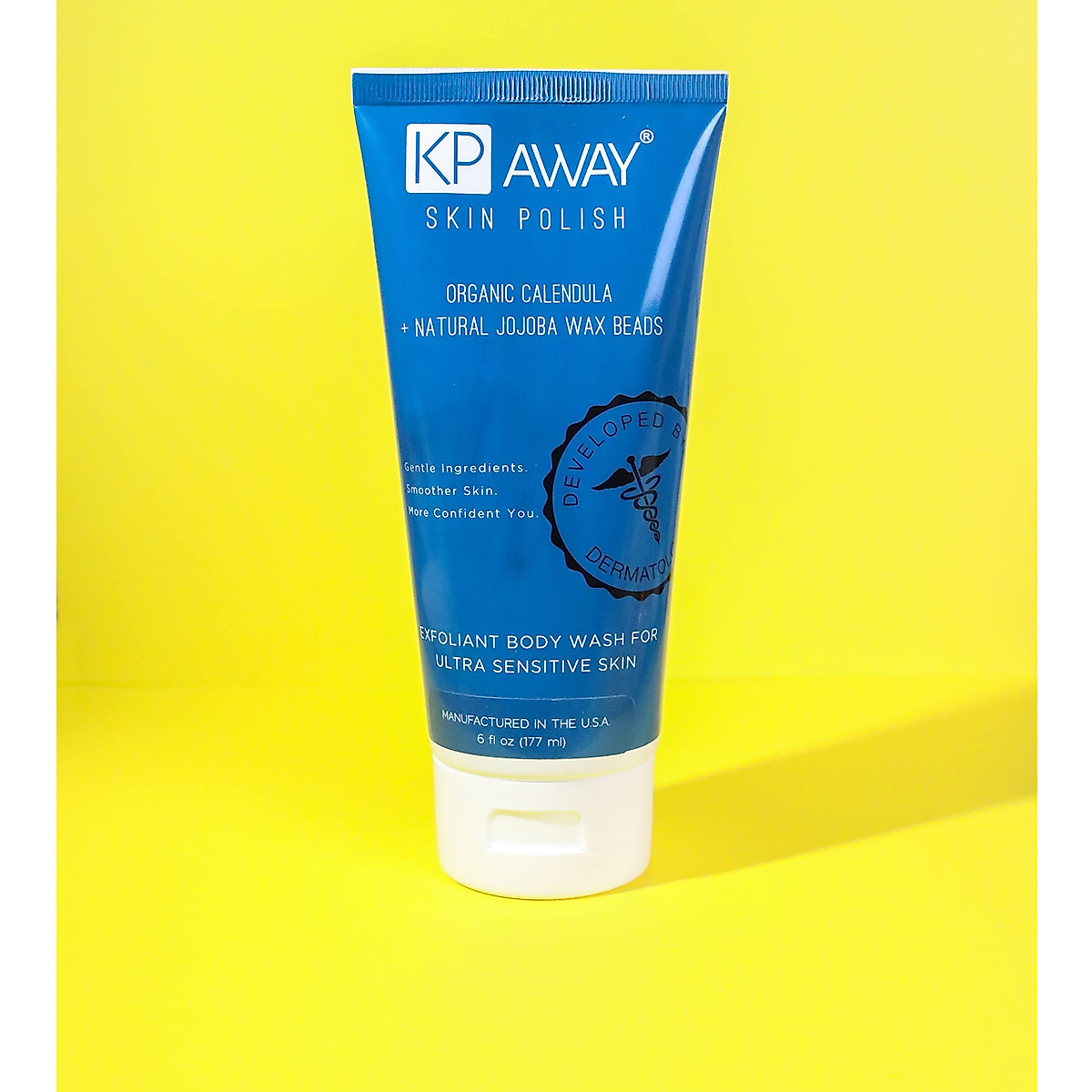 KPAway Skin Polish Keratosis Pilaris Gentle Exfoliating Acid-Free Body Wash for Sensitive Skin | Natural Lipid Repair with Jojoba Wax Beads, 6oz