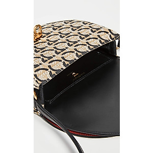 Salvatore Ferragamo Women's Ferragamo Traveler Saddle Bag, Gancini Sand/Foster Nero, Black, Print, One Size