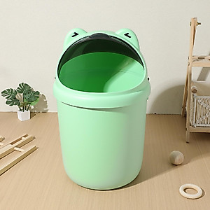 IMIKEYA Mini Frog Trash Can Cute Small Trash Can with Lid Flip Plastic Desktop Trash Can Waste Basket for Bathrooms, Kitchens, Offices, Dressing Table