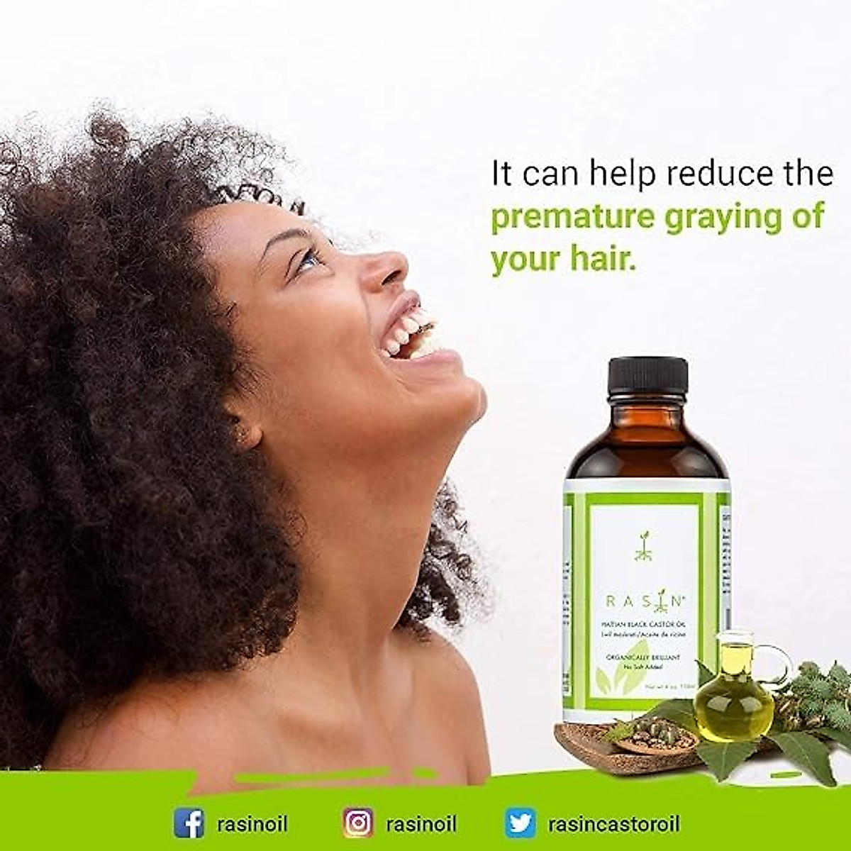 Rasin Castor Oil Organically Brilliant Haitian Black Castor Oil. (Original, 4 Fl Oz)