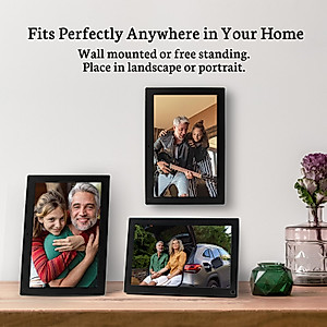 BSIMB Smart WiFi Digital Picture Frame 16GB with Wood Effect, 10.1 Inch HD IPS Display, Instantly Share Photos/Videos via App Email, Easy-to-Use Touch Screen, Auto Rotate in Landscape or Portrait
